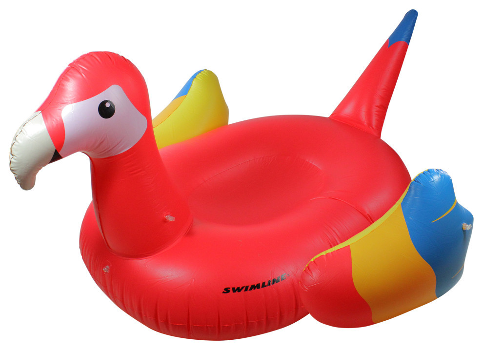 93" Inflatable Yellow and Red Scarlet Macaw Novelty Swimming Pool Raft ...
