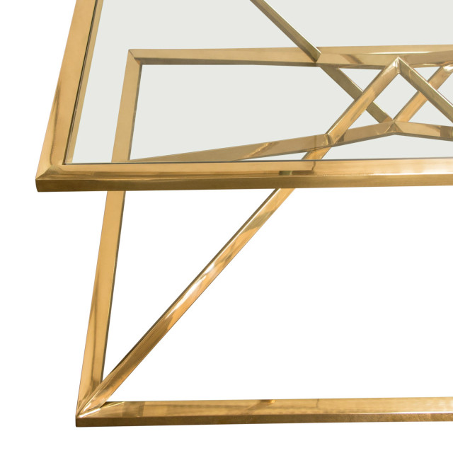 Aria Square Cocktail Table With Metal Base, Gold - Contemporary ...