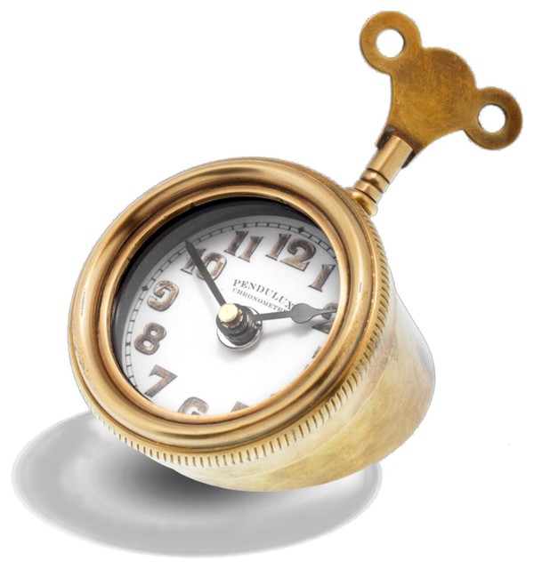 Retro Brass Pocket Watch Table Clock Set 4, Desk Vintage Antique Style ...