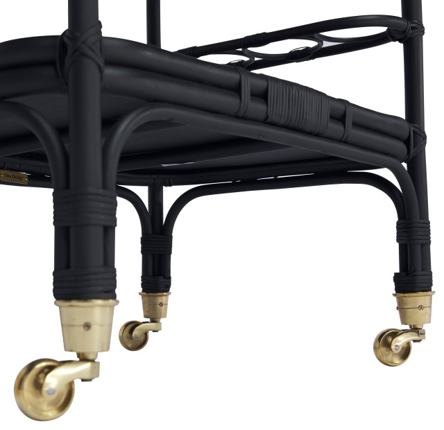 Carlo Rattan Bar Cart - Black - Tropical - Bar Carts - by Sika Design ...