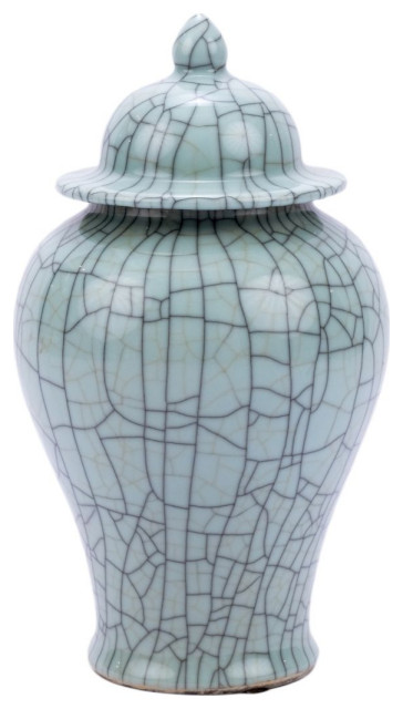 Crackle Celadon Temple Jar, M - Asian - Decorative Jars And Urns - by ...