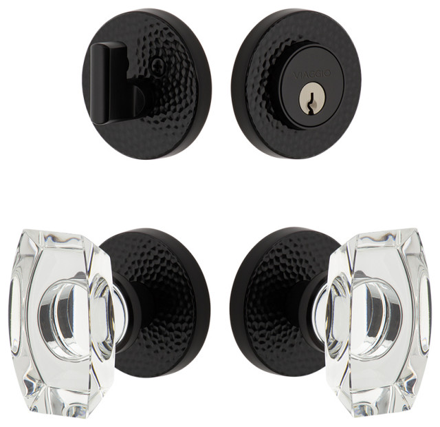 Circolo Hammered Rosette, Stella Crystal Knob And Deadbolt, 2.75 ...