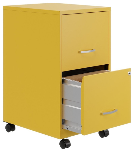 UrbanPro 2 Drawers Vertical Yellow Metal Filing Cabinet Pre-assembled ...
