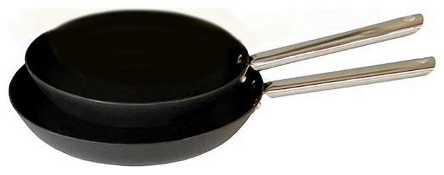 Le Chef 2-Piece Light Cast Iron Enamel Matte Black Skillet Set ...