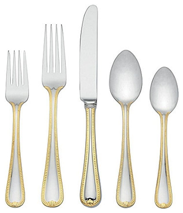Lenox Vintage Jewel Gold 60-Piece Flatware Set, Serves 12 - Traditional ...