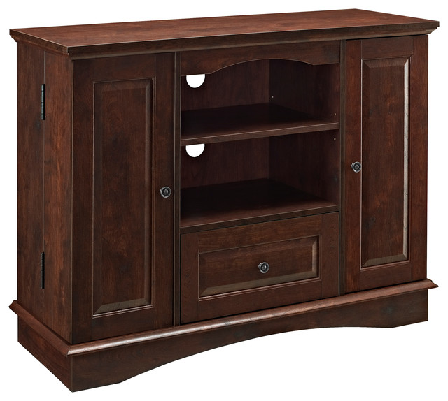 42" Black Wood Highboy TV Stand - Transitional - Entertainment Centers ...