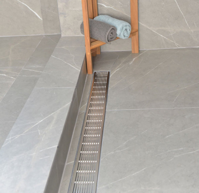 Offset Linear Drain, 40 Inch Side Outlet Linear Drain Complete Set ...