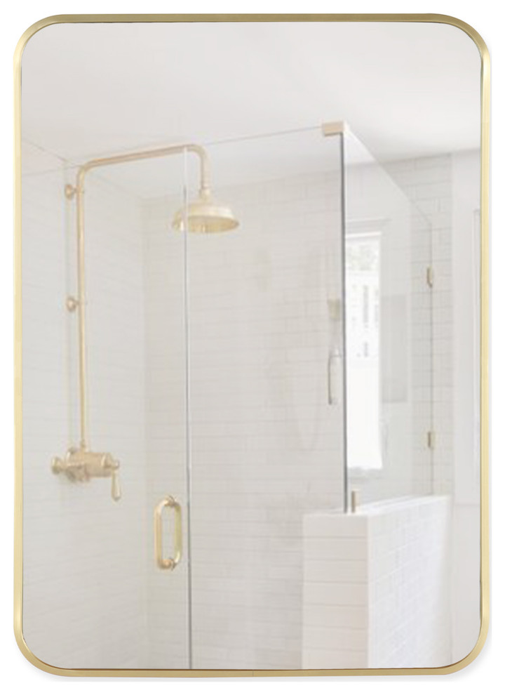 24"x36" Rectangle Gold Wall Mirror - Contemporary - Bathroom Mirrors ...