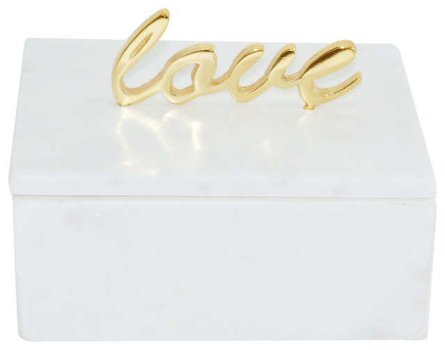 Marble, 7x5 Box, Love, White - Contemporary - Decorative Boxes - by ...
