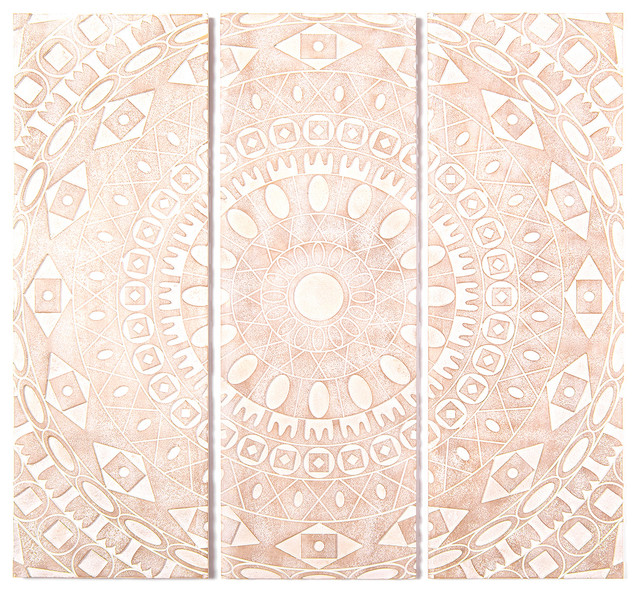 Decorative Carved Wood Rustic Wall Panel 3-Piece Set - Farmhouse - Wall ...