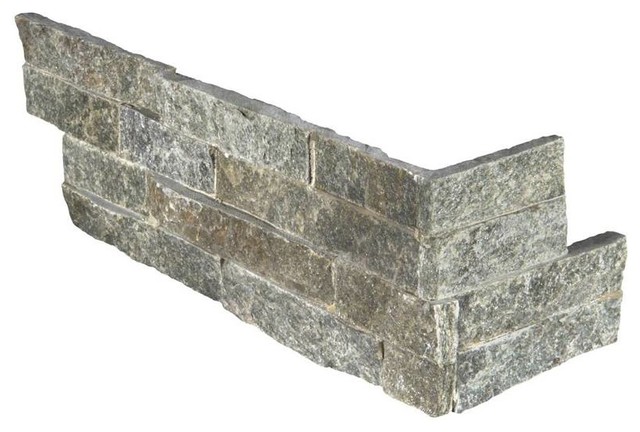 Sage Green Split Face Corner Ledger Panel - Traditional - Siding And ...