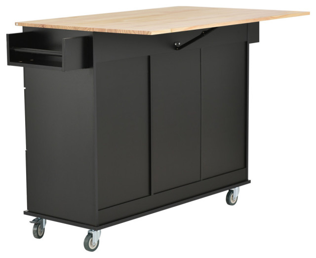 Rolling Mobile With Solid Wood Top And Locking Wheels 52.7"W ...