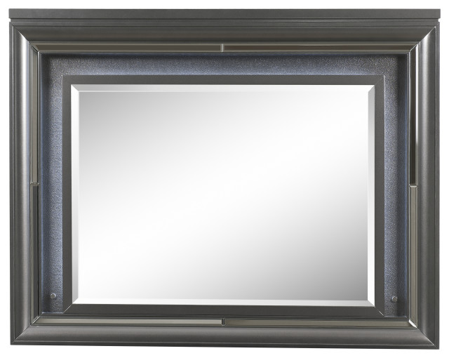 ACME Sawyer Mirror With LED, Metallic Gray - Traditional - Wall Mirrors ...