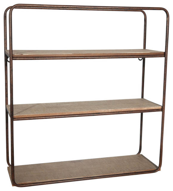 Metal and Wood 3 Tier Wall Shelf - Industrial - Display And Wall ...