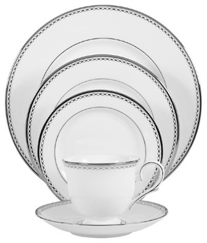 Lenox Pearl Platinum Bone China 5 Piece Dinnerware Set, Service For 1 ...