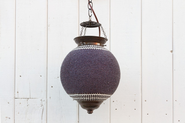 Navy Blue Pendant Sphere Lantern - Mediterranean - Pendant Lighting ...