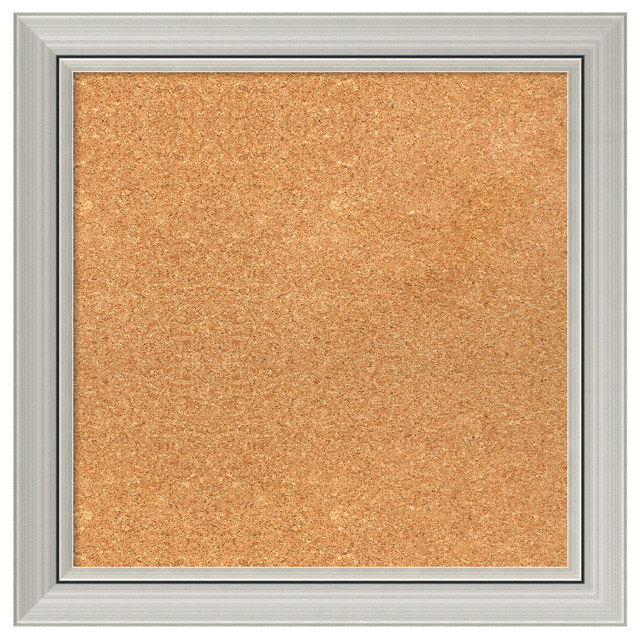 Framed Cork Board, Small-Large, Romano Silver Wood - Transitional ...