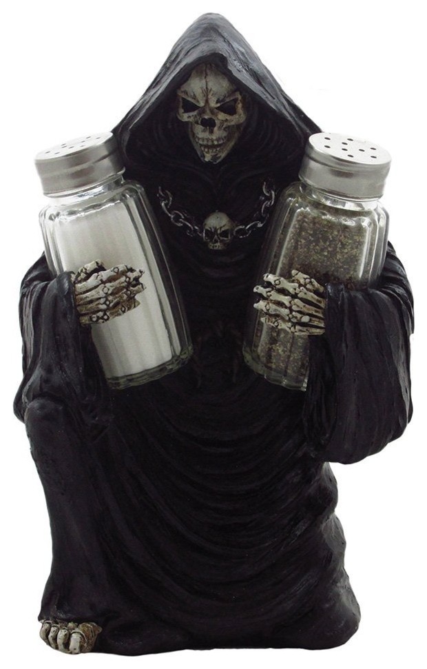 Grim Reaper Glass Salt and Pepper Shaker, 3-Piece Set - Eclectic - Salt ...