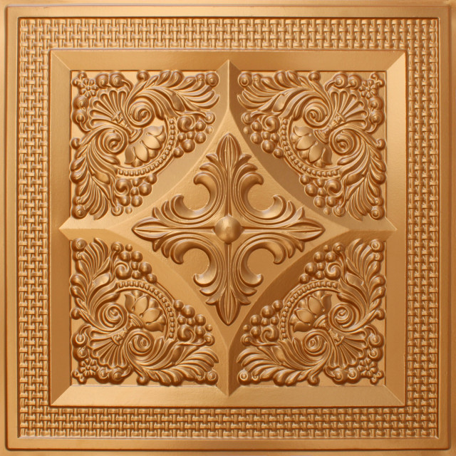 Gold 3D Ceiling Panels, 2'x2' - Rustic - Ceiling Tile - by Dundee Deco ...