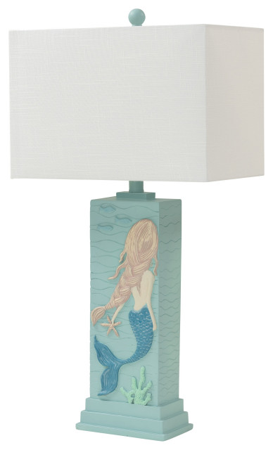 Set of 2 Ocean Blue Mermaid Table Lamps - Beach Style - Lamp Sets - by ...