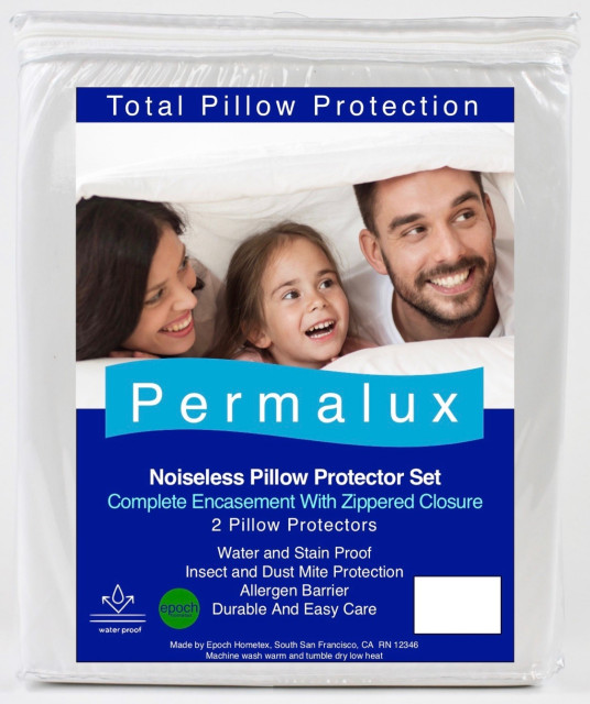 Permalux Waterproof 2-Pack Pillow Protector Set, King - Traditional ...
