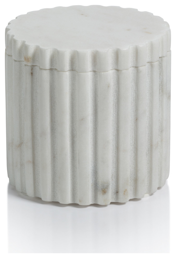 Calabria Fluted Marble Lidded Canister - Bathroom Canisters - by Zodax ...