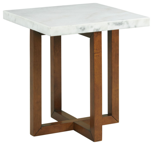 Meyers Marble Square End Table, White - Transitional - Side Tables And ...