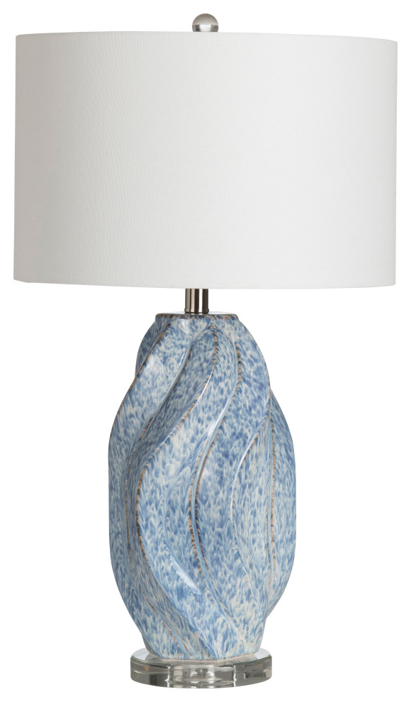 Janice 3-Way Swirl Ceramic Table Lamp with White Linen Shade ...