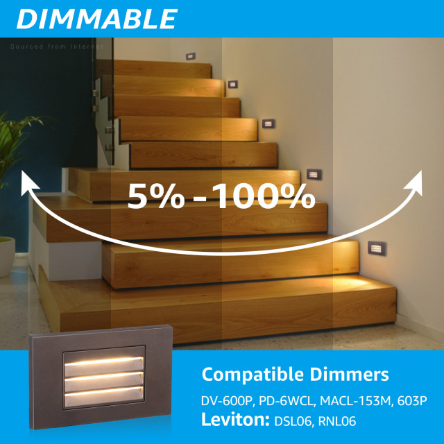 3 Pack LED Step Lights, Dimmable, Indoor Outdoor Stair Light, Warm ...