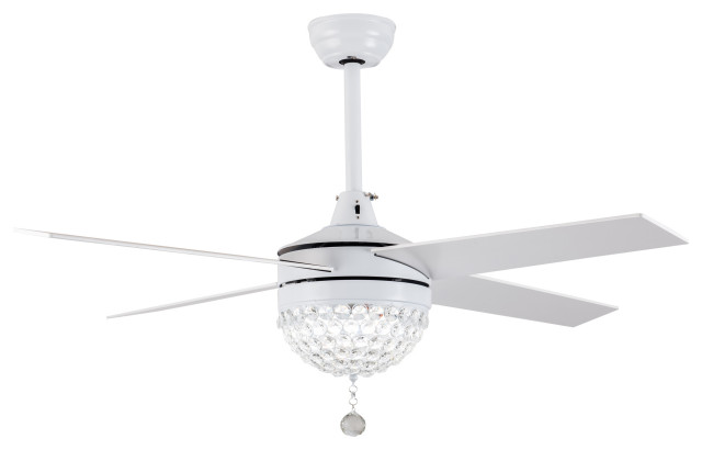 4-Blade Crystal Ceiling Fan With Remote Control and Light Kit Included ...
