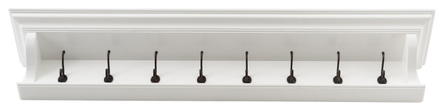 Classic White Wood Wide Eight Hook Coat Rack - Traditional - Wall Hooks ...