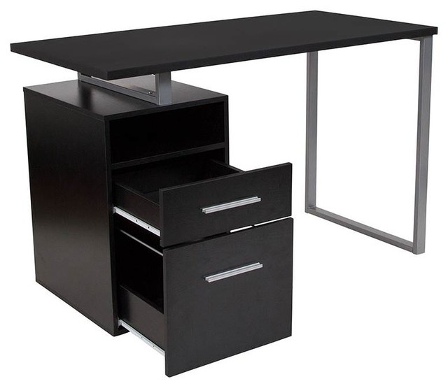 Harwood Dark Ash Wood Grain Finish Computer Desk with Two Drawers, 47"W ...