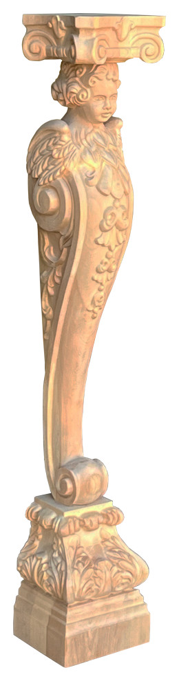 Hand Carved Angel Base Stand, Basswood 7"x7"x39" - Traditional ...