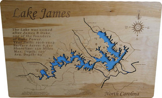 Lake James, North Carolina-Wood Lake Map - Contemporary - Wall Accents ...