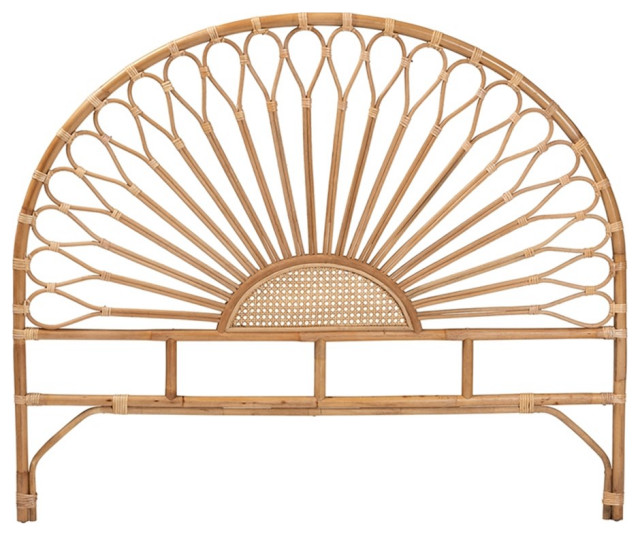 Baxton Studio Perenna Bohemian Natural Rattan Queen Size Standalone ...