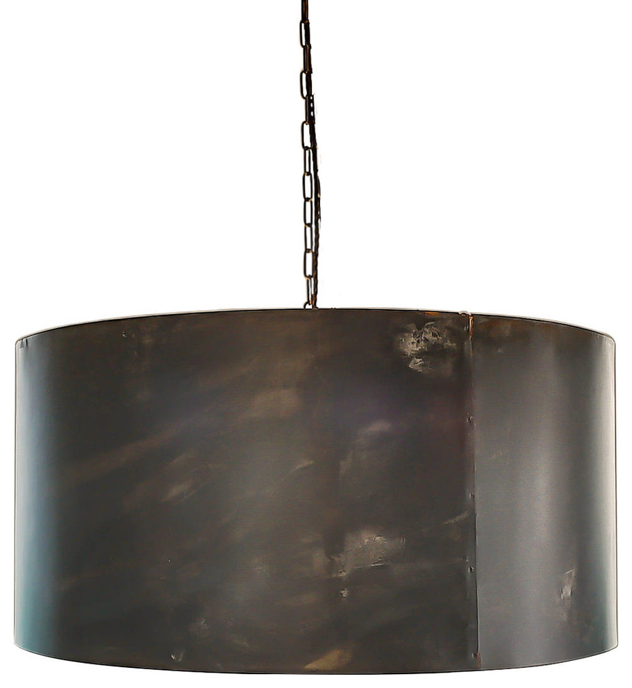 Large Hand Crafted Steel Drum Pendant - Industrial - Pendant Lighting ...