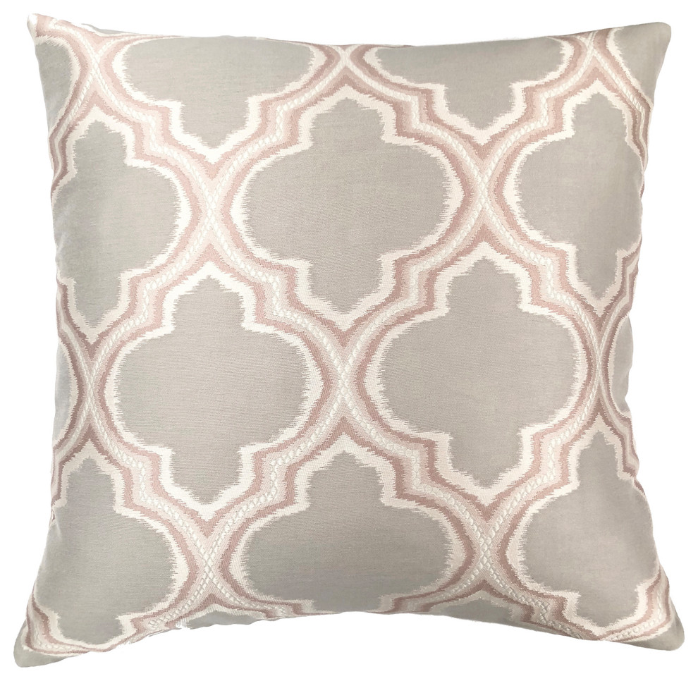 Aria Decorative Feather and Down Throw Pillow In Dove Jacquard Fabric ...