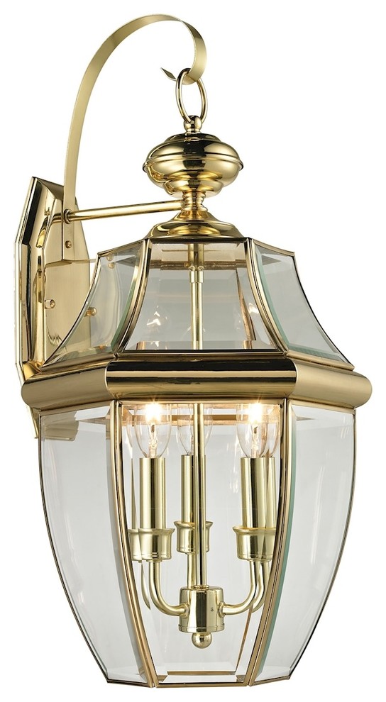 Ashford 3-Light Coach Lantern, Antique Brass, Large - Traditional ...