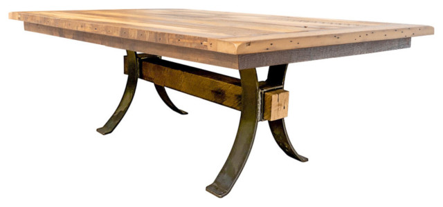 Pierce Reclaimed Wood Dining Table, Steel Base, 42x96, 2 Breadboard ...