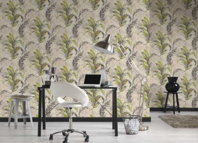 Modern Textured Wallpaper Featuring Floral, 304561, Sample - Tropical ...