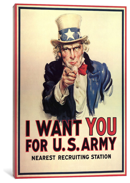 "Uncle Sam: I Want You! VIntage Poster, J. M. Flagg" Wrapped Canvas ...