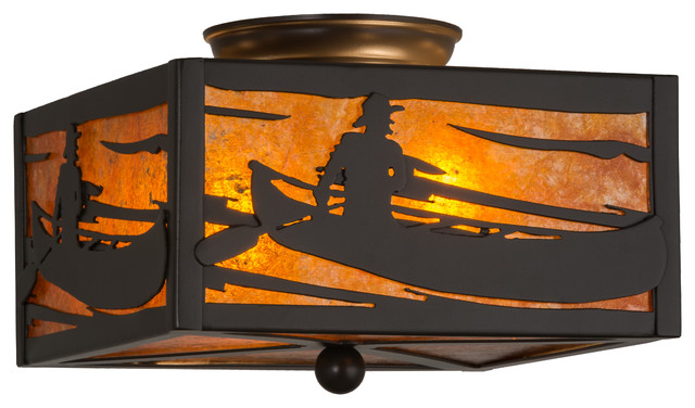 10Sq Canoe At Lake Flushmount - Rustic - Flush-mount Ceiling Lighting ...