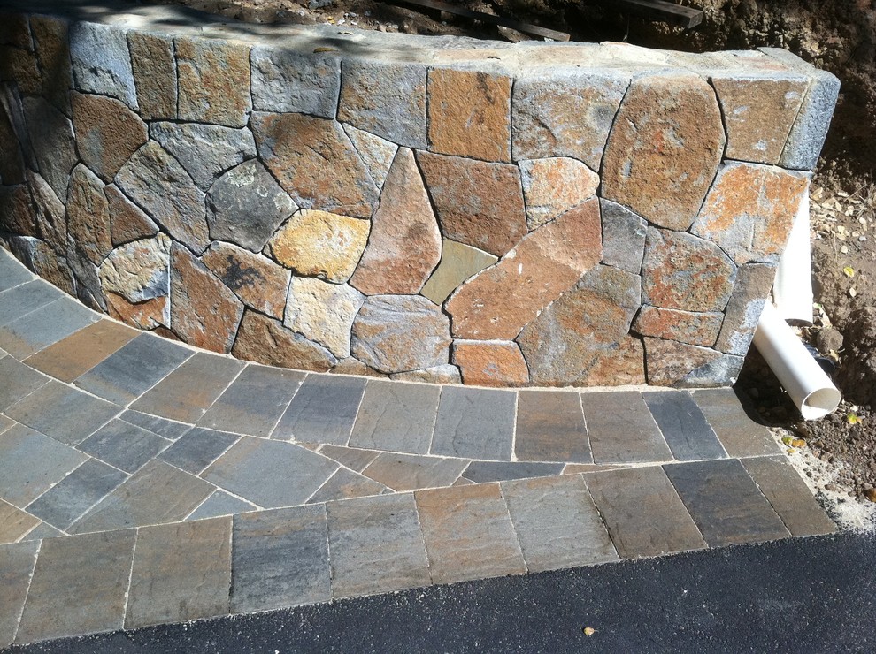 Basalite Artisan Slate Driveway Pavers with Real Napa Field Stone Walls ...