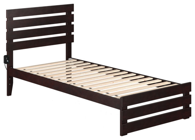 Oxford Twin Extra Long Bed with Footboard, Espresso - Transitional ...