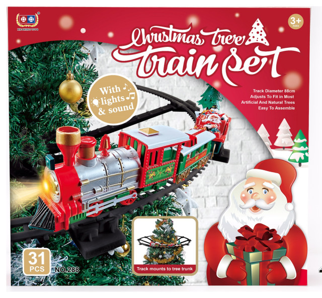 31 Pc Battery Operated Lighted & Animated Christmas Tree Train Set with ...