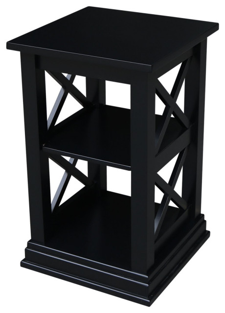 Farmhouse Side Table, X-Shaped Sides With Stacked Molded Base & Shelves ...