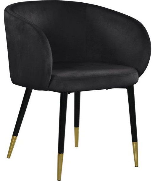 Contemporary Dining Chair, Soft Velvet Fabric Seat With Round Backrest ...