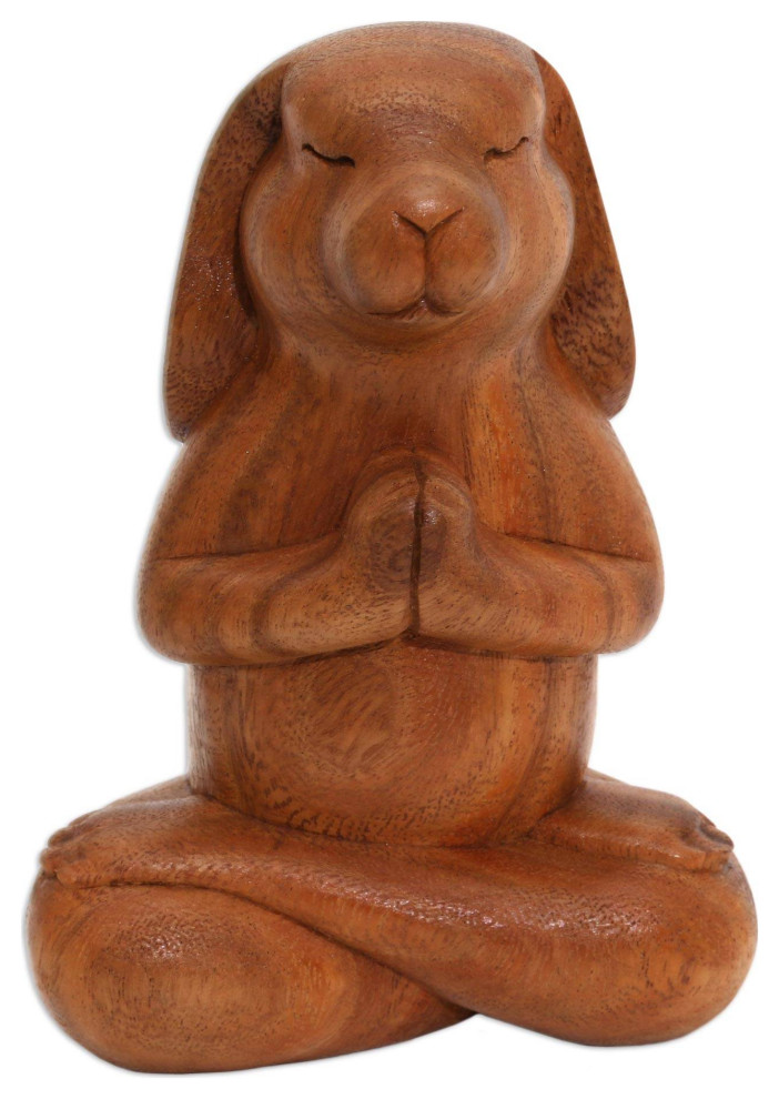 Novica Handmade Praying Beagle In Brown Wood Sculpture - Eclectic ...