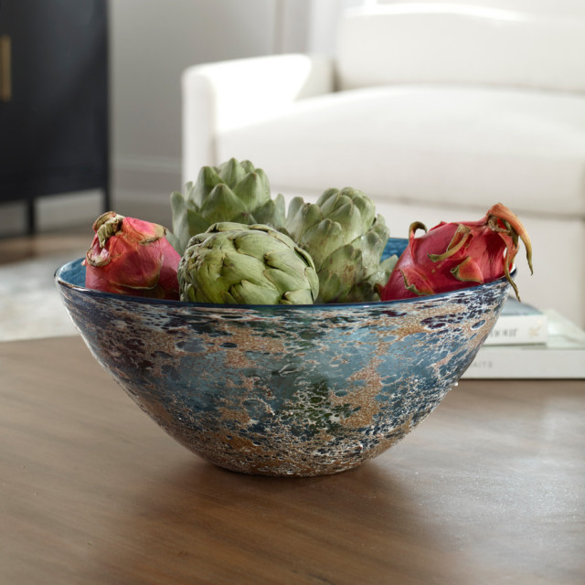 Uttermost Genovesa Aqua Glass Bowl - Contemporary - Decorative Bowls ...