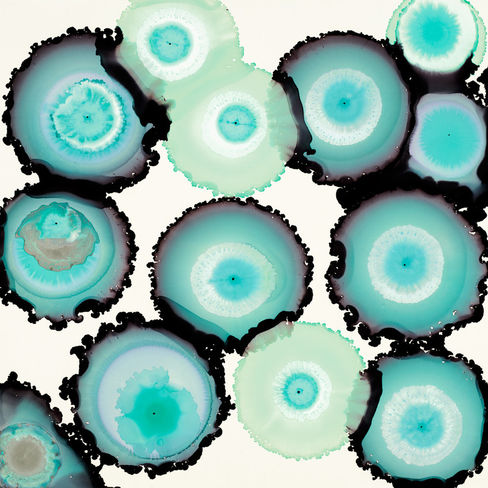 Light Blue Geode Art block Framed Canvas - Contemporary - Prints And ...